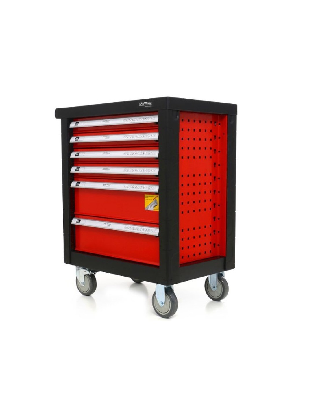 Dulap scule Kraft&Dele KD361, pe roti, 6 sertare, 263 piese